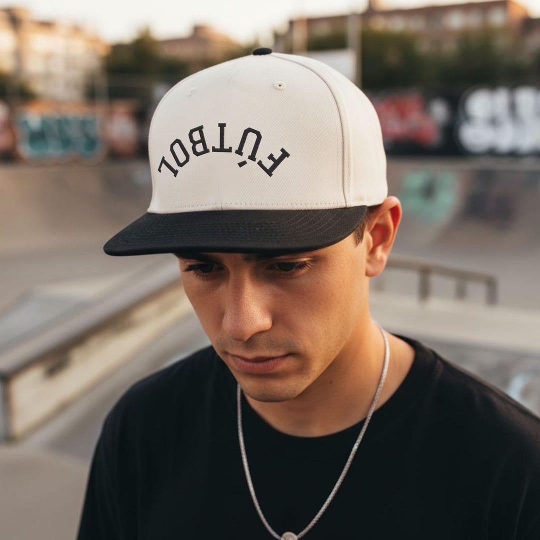 Upside Down Futbol 5-panel Embroidered Baseball Cap Black Cream | Mid ...