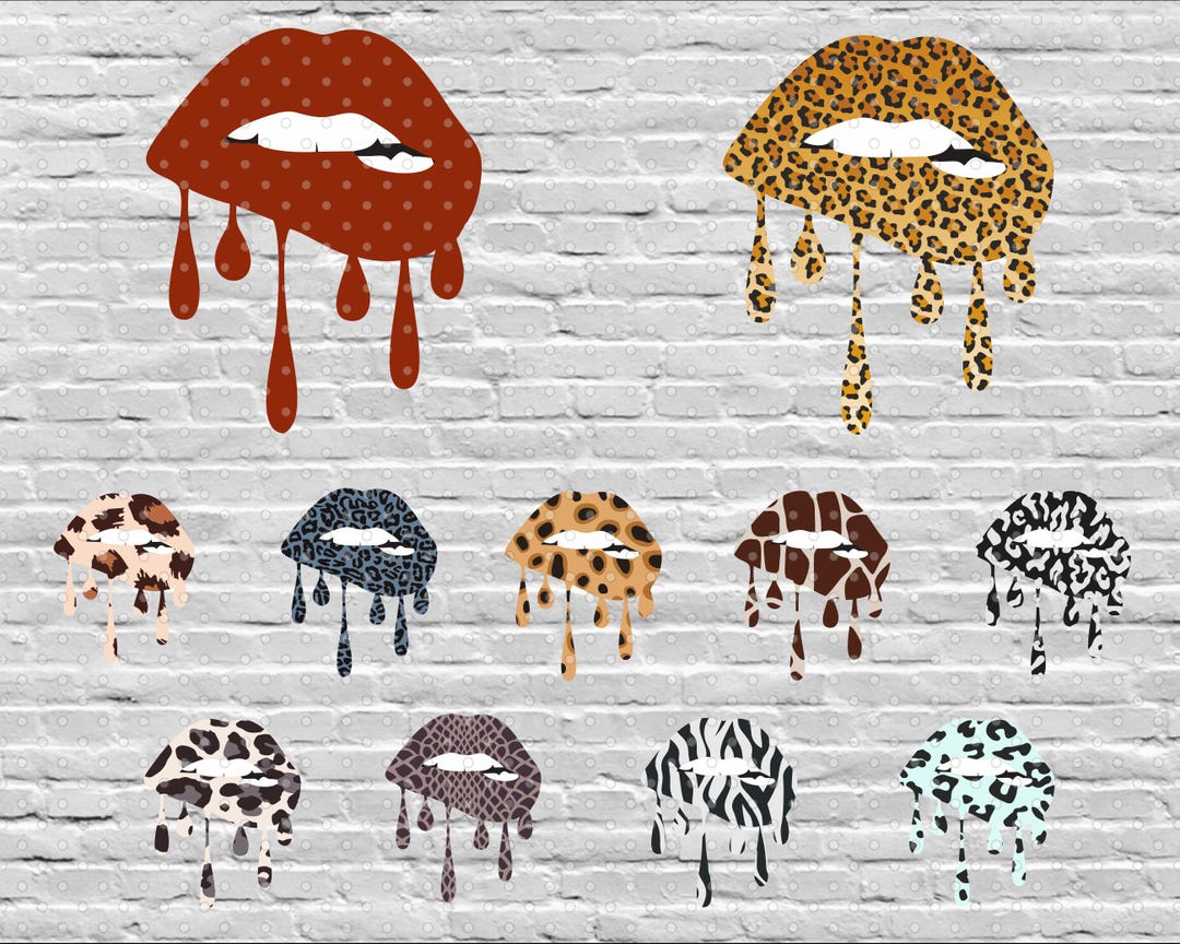 Dripping Lips Svg Bundle, Animal Print Lips Svg, Drip Lips Clipart ...