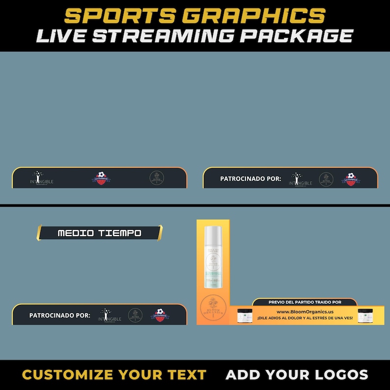 Sports Stream Graphics Canva Template: Broadcast Overlays, Sponsorship ...