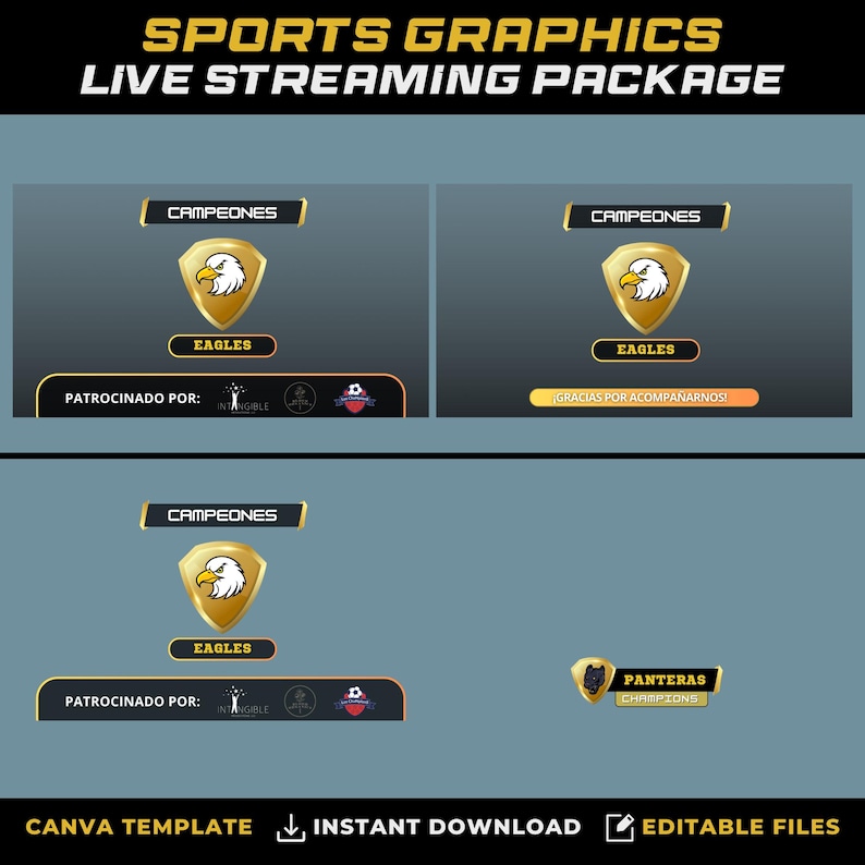 Sports Stream Graphics Canva Template: Broadcast Overlays, Sponsorship ...