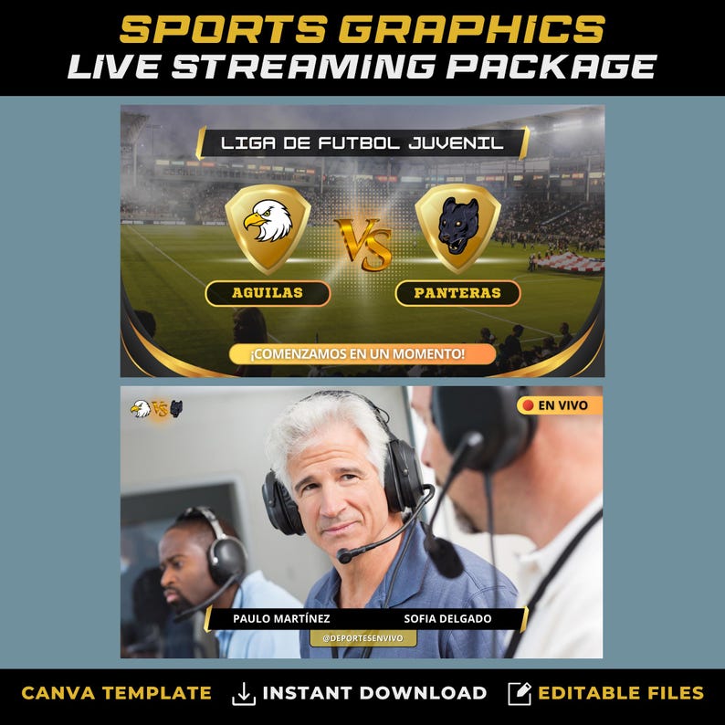 Sports Stream Graphics Canva Template: Broadcast Overlays, Sponsorship ...