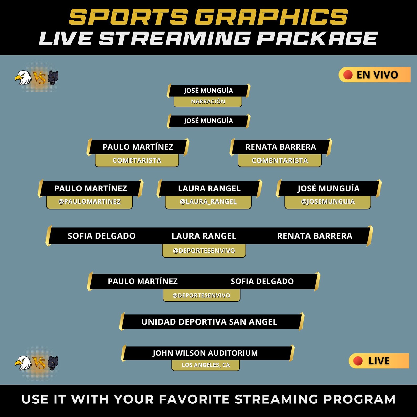 Sports Stream Graphics Canva Template: Broadcast Overlays, Sponsorship ...
