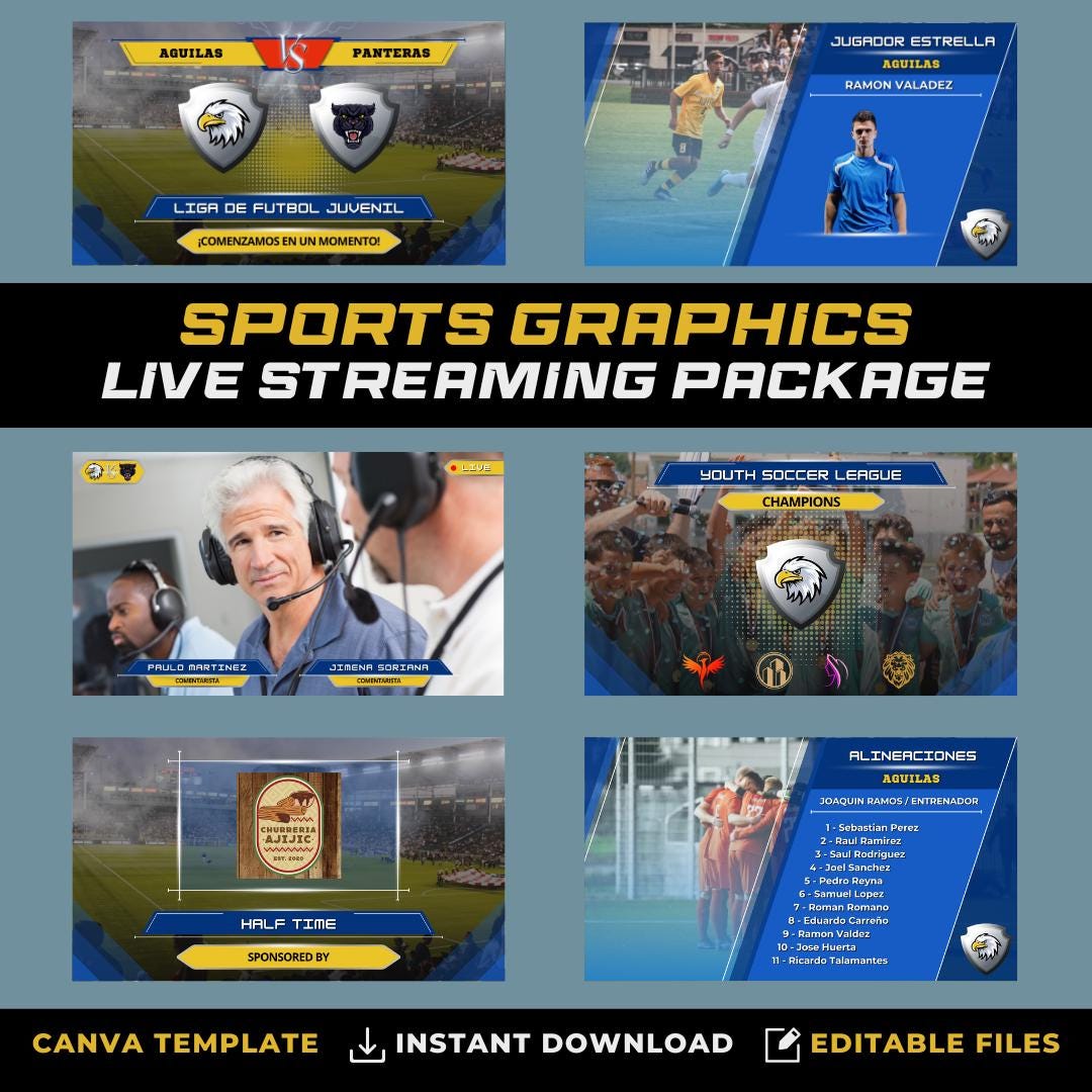 Sports Stream Graphics: Canva Template for Broadcasters (sponsorship ...