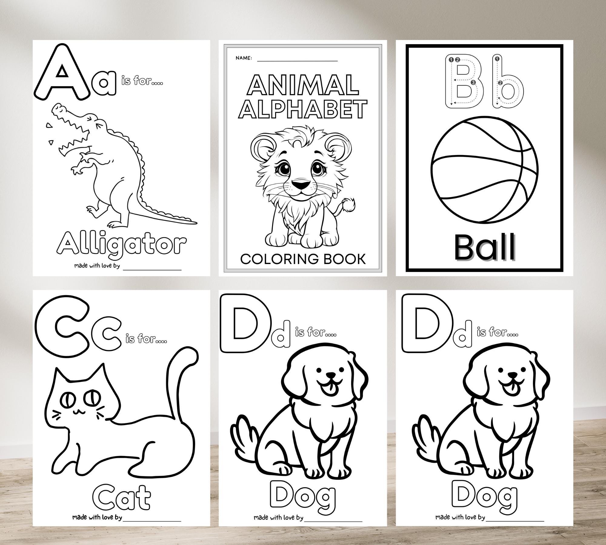 ABC Baby Shower Coloring Book Digital Download Educational Animal ...