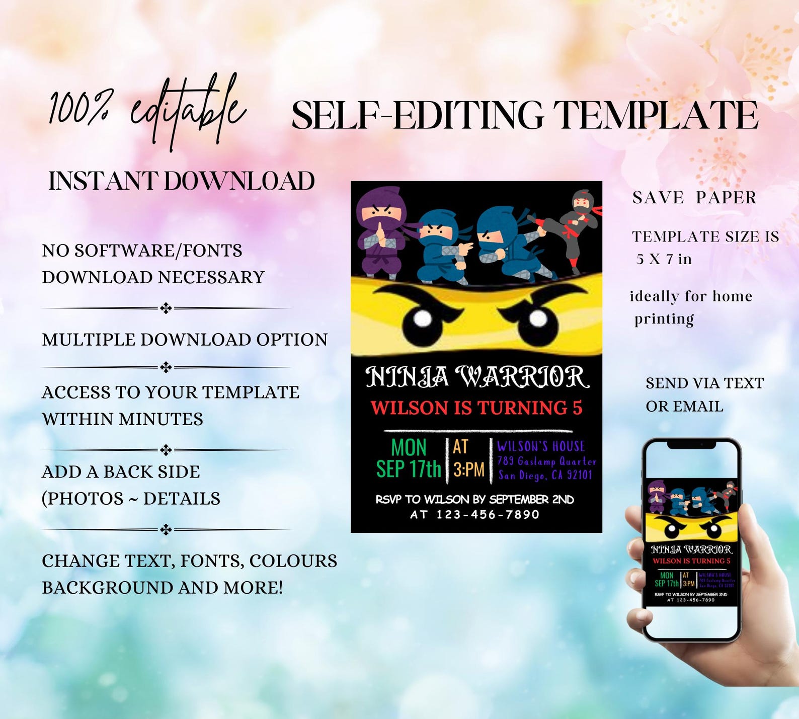 Editable Ninja Invitation, Calling the Ninjas Birthday Invitation, Kids ...