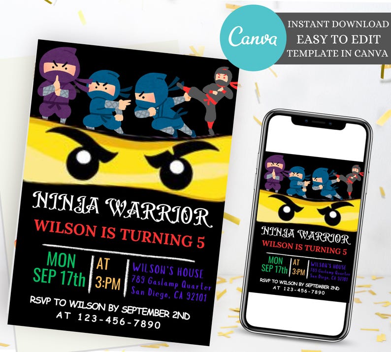 Editable Ninja Invitation, Calling the Ninjas Birthday Invitation, Kids ...