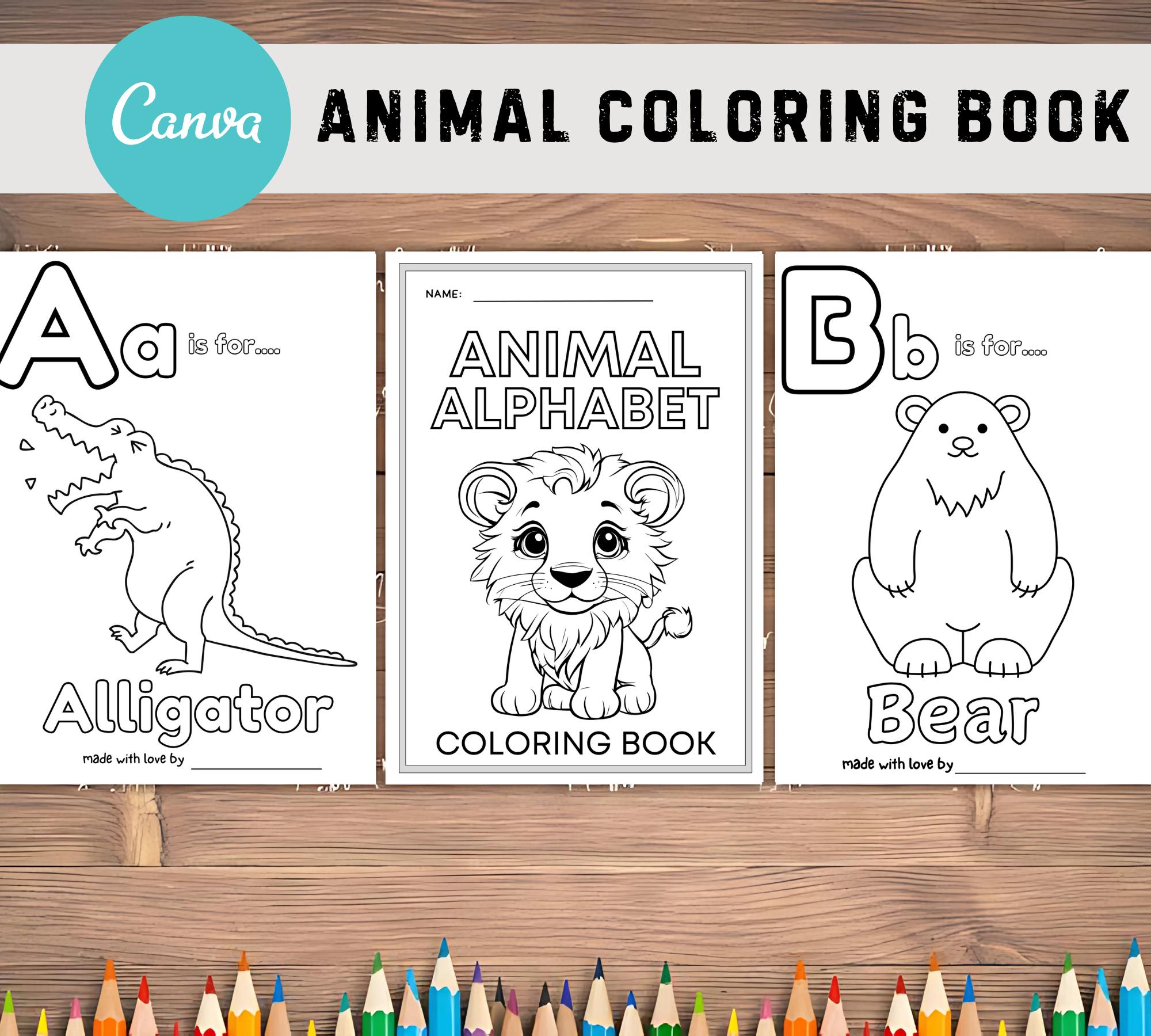 ABC Baby Shower Coloring Book Digital Download Educational Animal ...