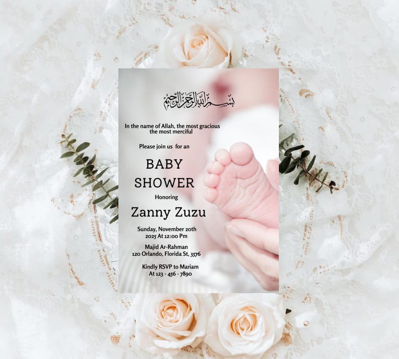 In the Name of ALLAH Naming Ceremony Invitation, Anniversary Invites ...