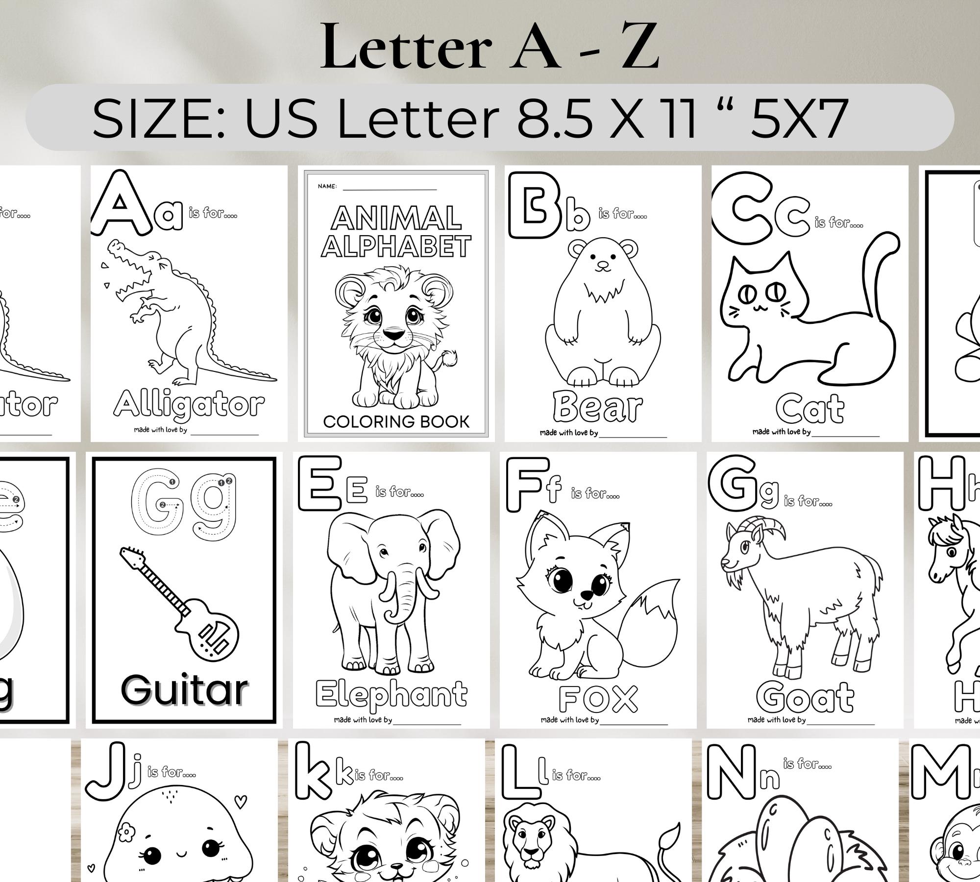 ABC Baby Shower Coloring Book Digital Download Educational Animal ...
