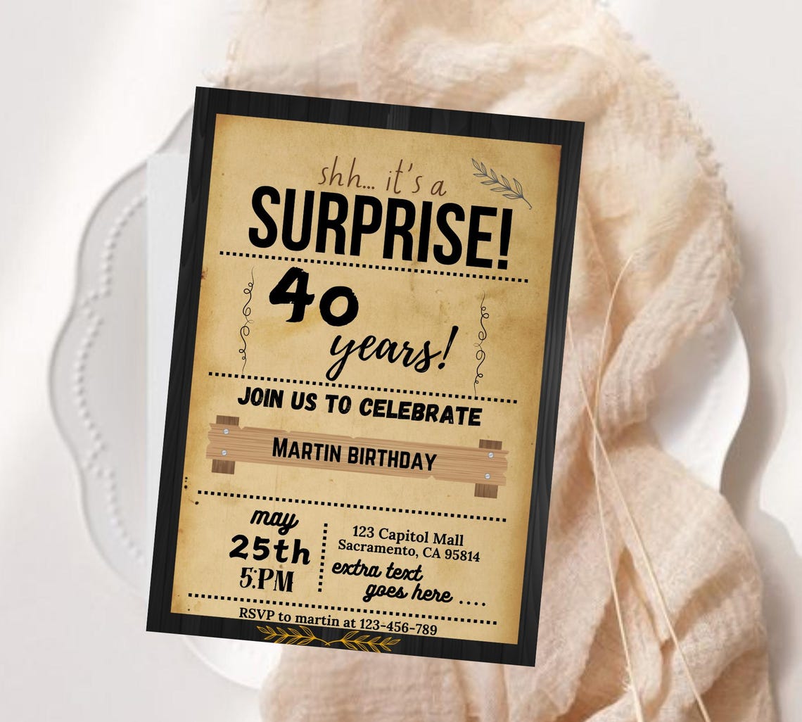 Shhh Surprise Birthday Party Invitation Template, ANY AGE, Digital ...