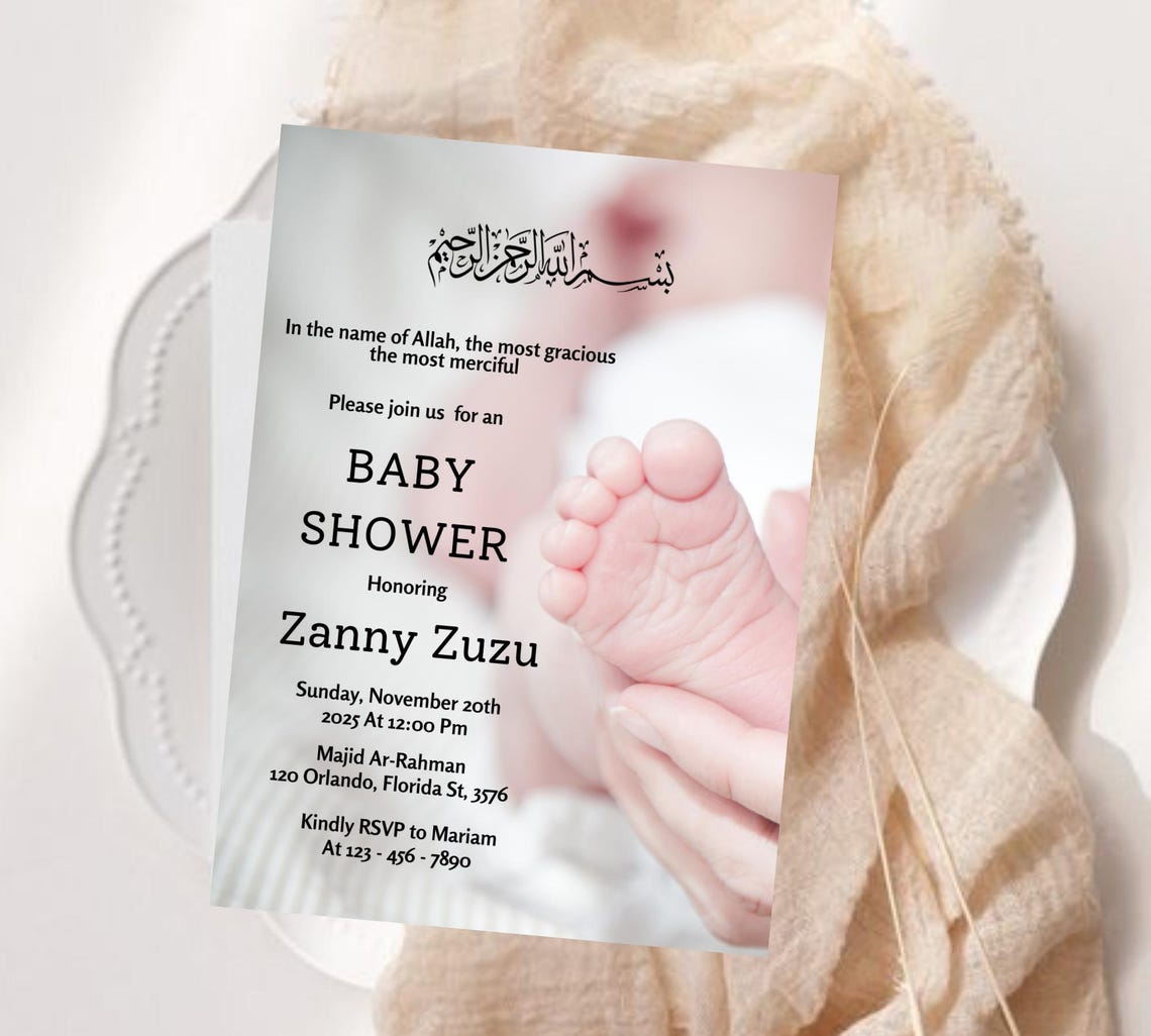 In the Name of ALLAH Naming Ceremony Invitation, Anniversary Invites ...