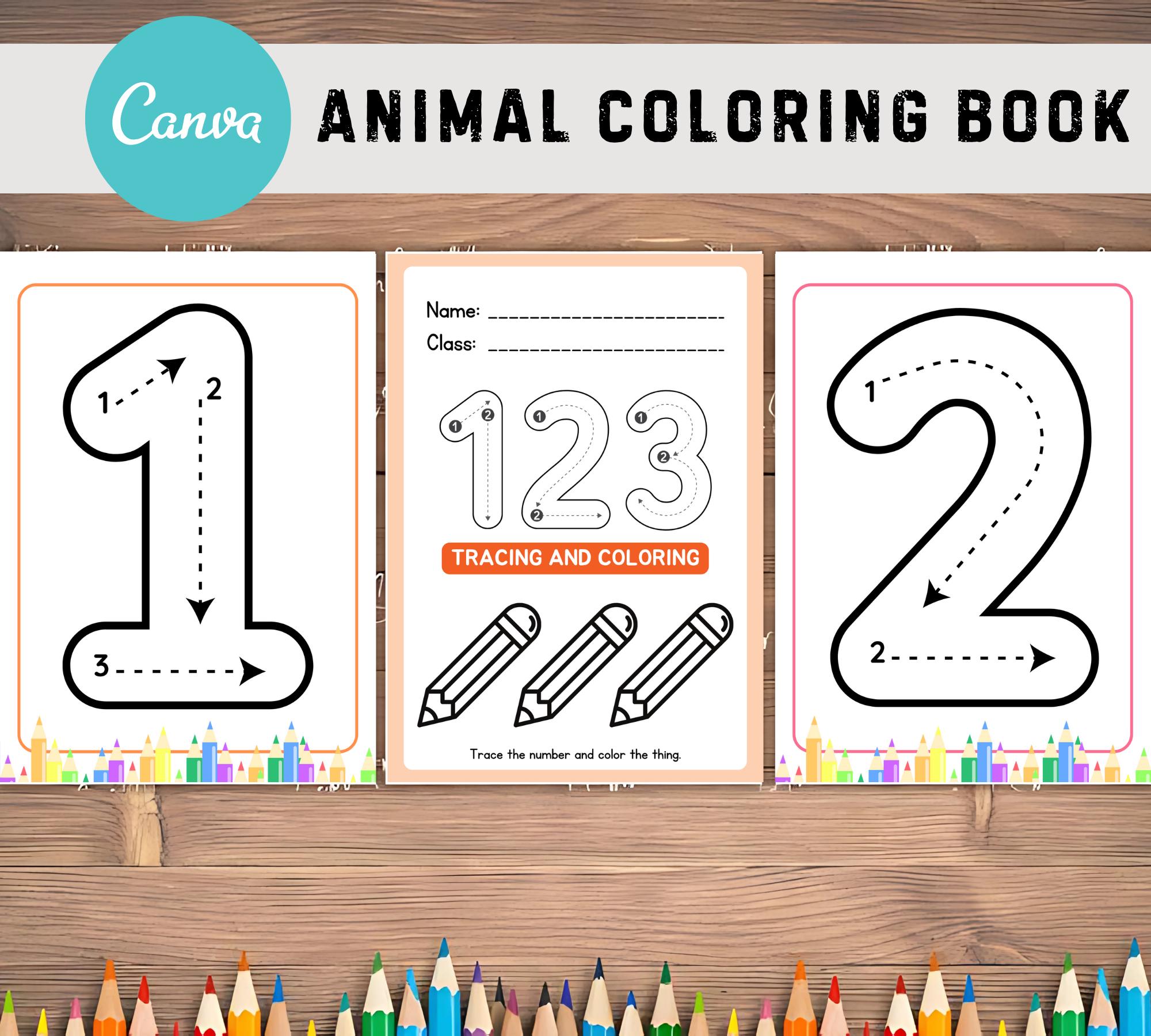 123 Coloring Book Digital Download Educational Number Counting Coloring ...
