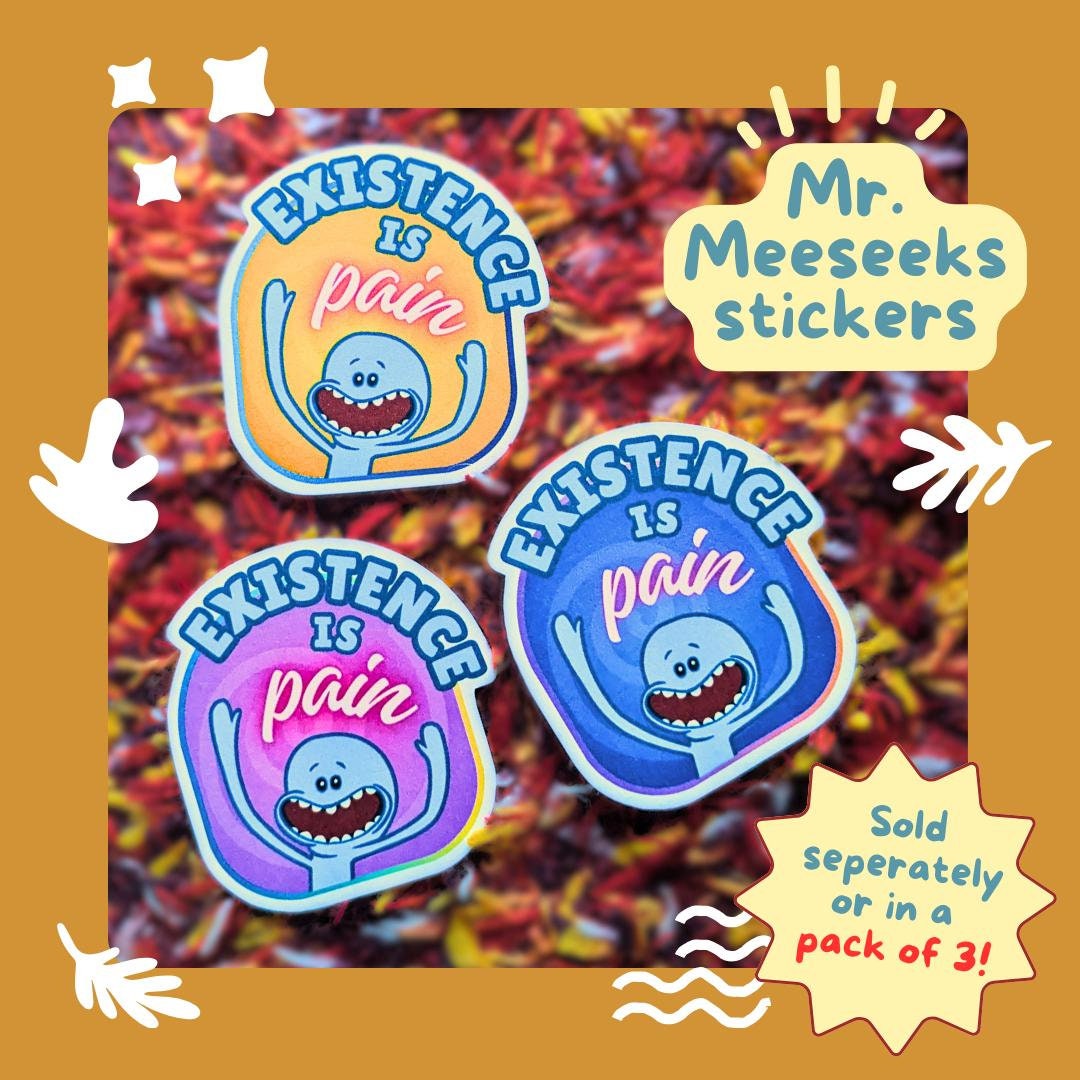 Mr Meeseeks Stickers for Rick and Morty Fans Cute Character Sticker ...