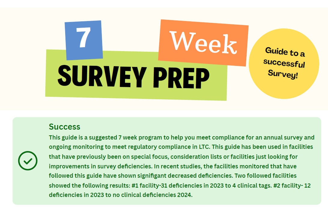 7 Week Survey Prep Guide for Long Term Care - Etsy