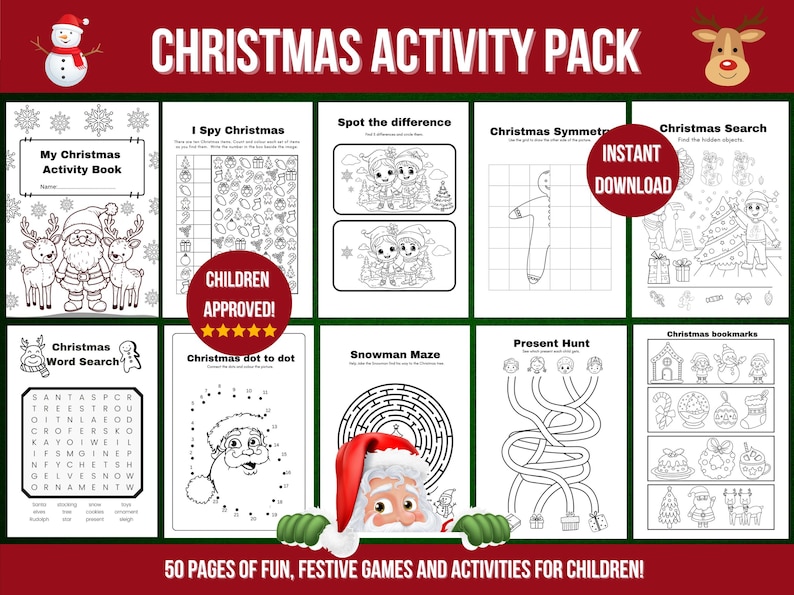 Christmas Activity Sheets, Printable Christmas Worksheets, Christmas ...