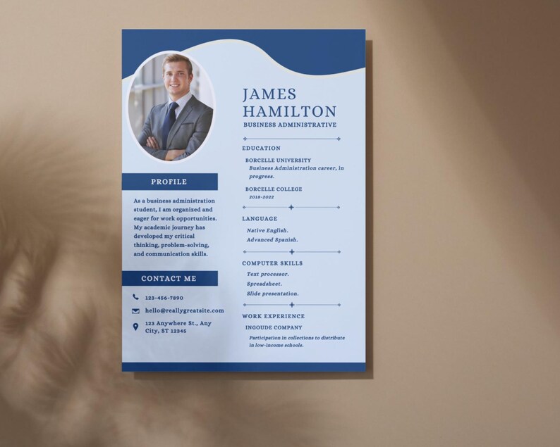 Modern Blue Resume Template: Internship CV Design (instant Download) - Etsy