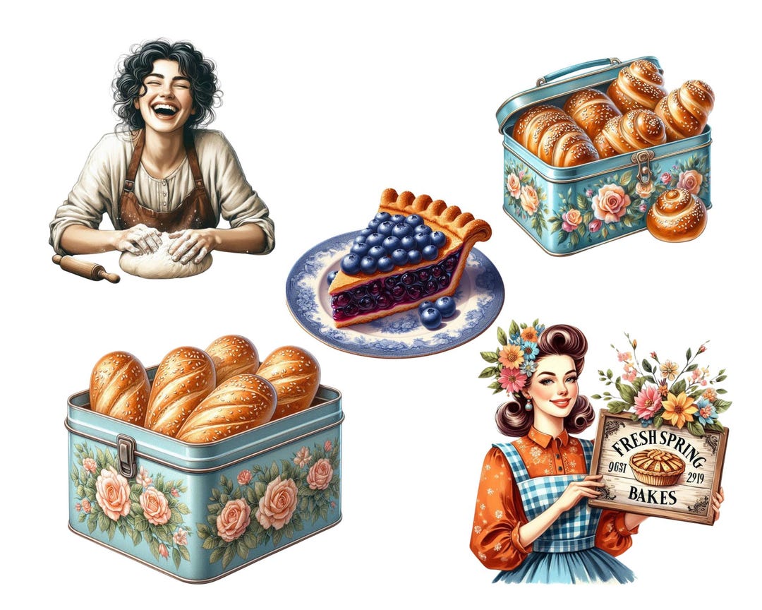 Spring Bakery Clipart PNG, Cute Baking Illustration, Whimsical Pastry ...