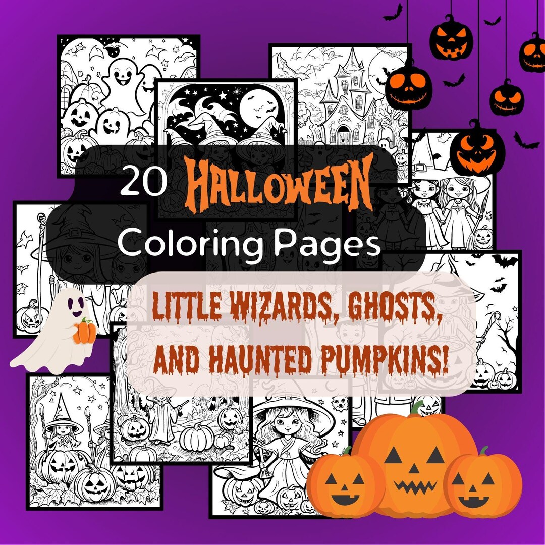 20 Printable Halloween Coloring Pages Witches, Ghosts, Pumpkins - Etsy