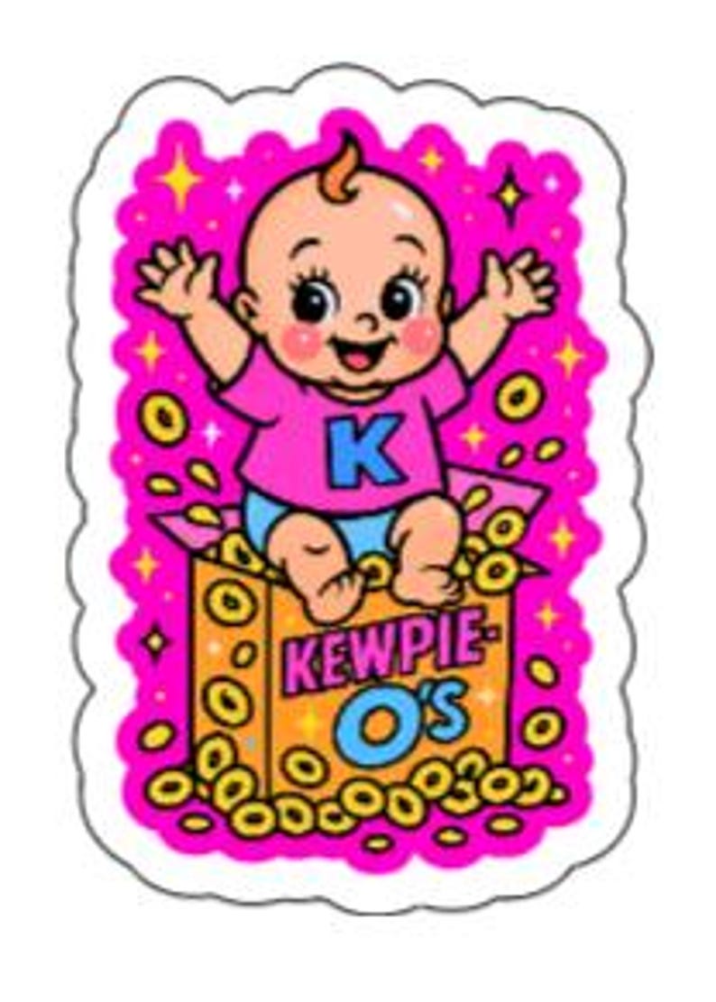 90s Kewpie Sticker Set - Neon Vinyl, Retro Y2K Style - Etsy