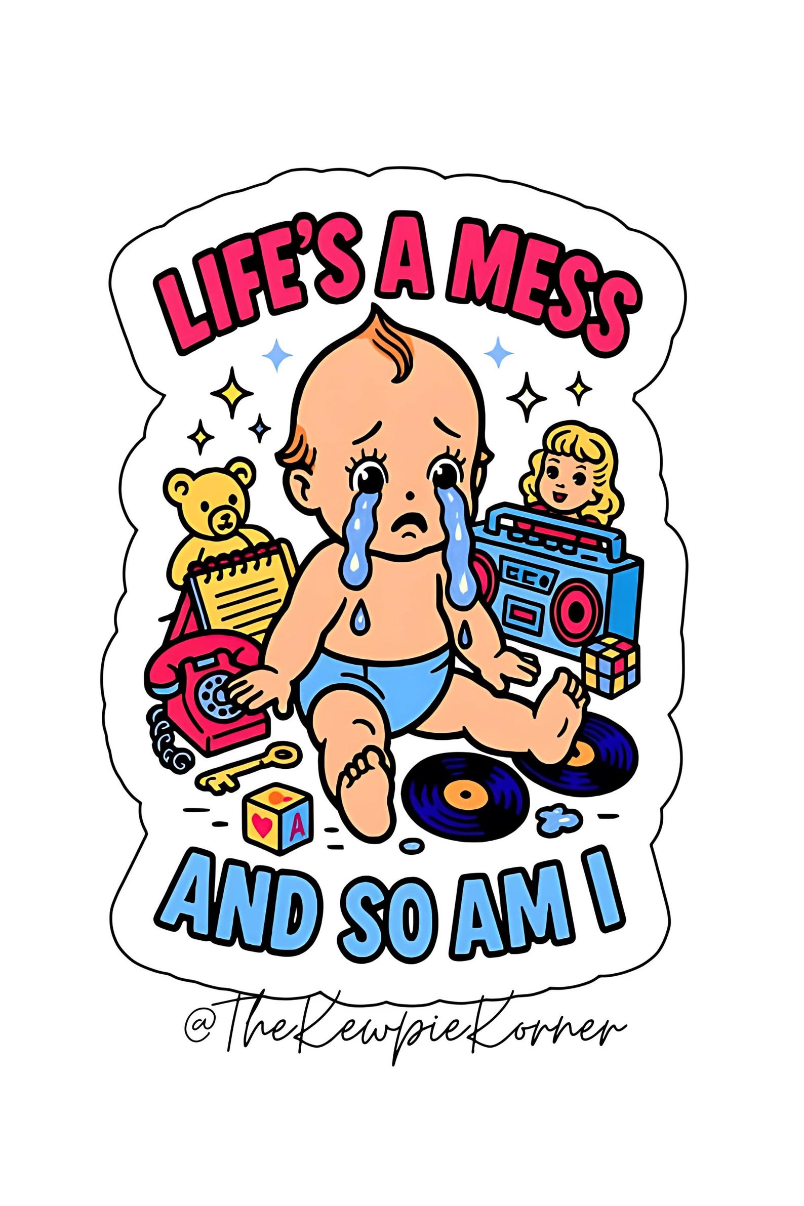 Kewpie Vinyl Sticker: Life's a Mess, Waterproof Laptop Decal (3") - Etsy
