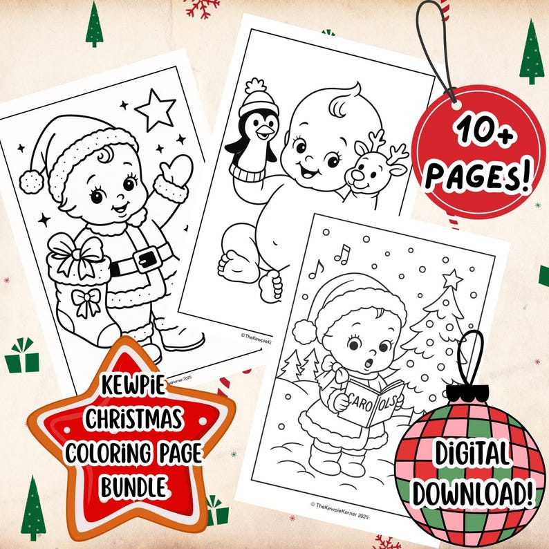 Kewpie Coloring Pages: Christmas Bundle - Vintage Holiday Art - Etsy
