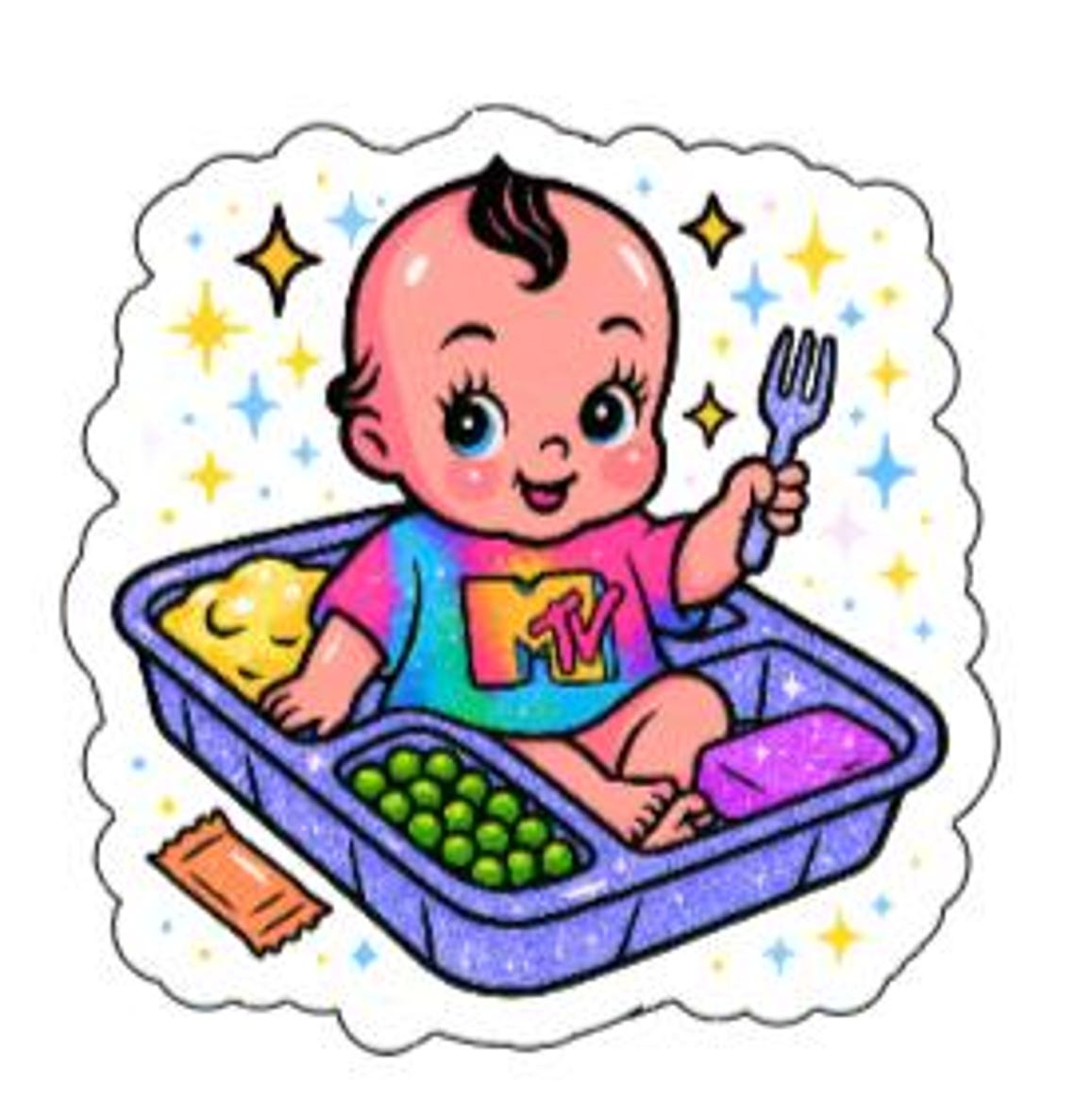 90s Kewpie Sticker Set - Neon Vinyl, Retro Y2K Style - Etsy