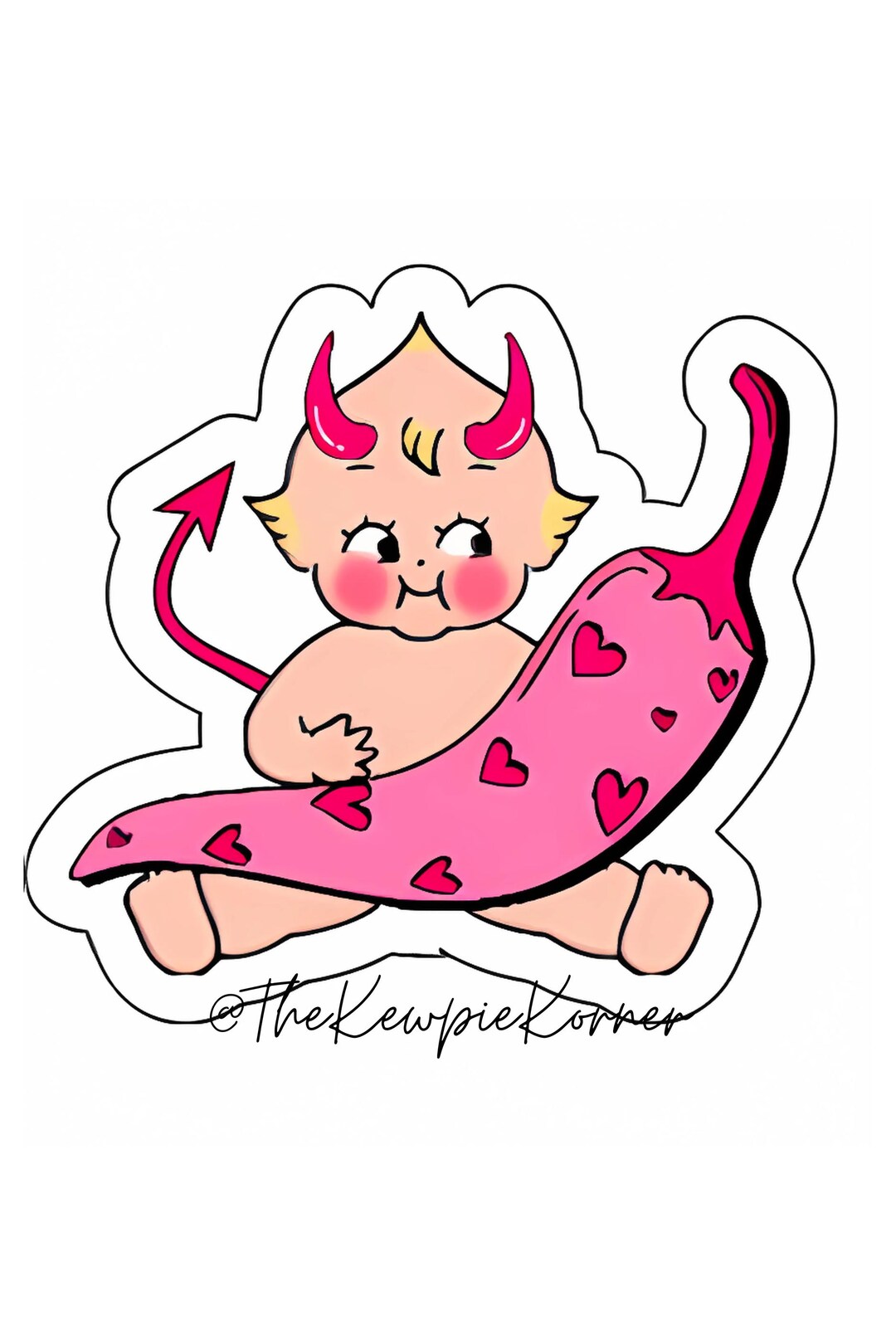 Cute Vintage Kewpie Vinyl Sticker, Pink Aesthetic, Hot Pepper, Pink ...