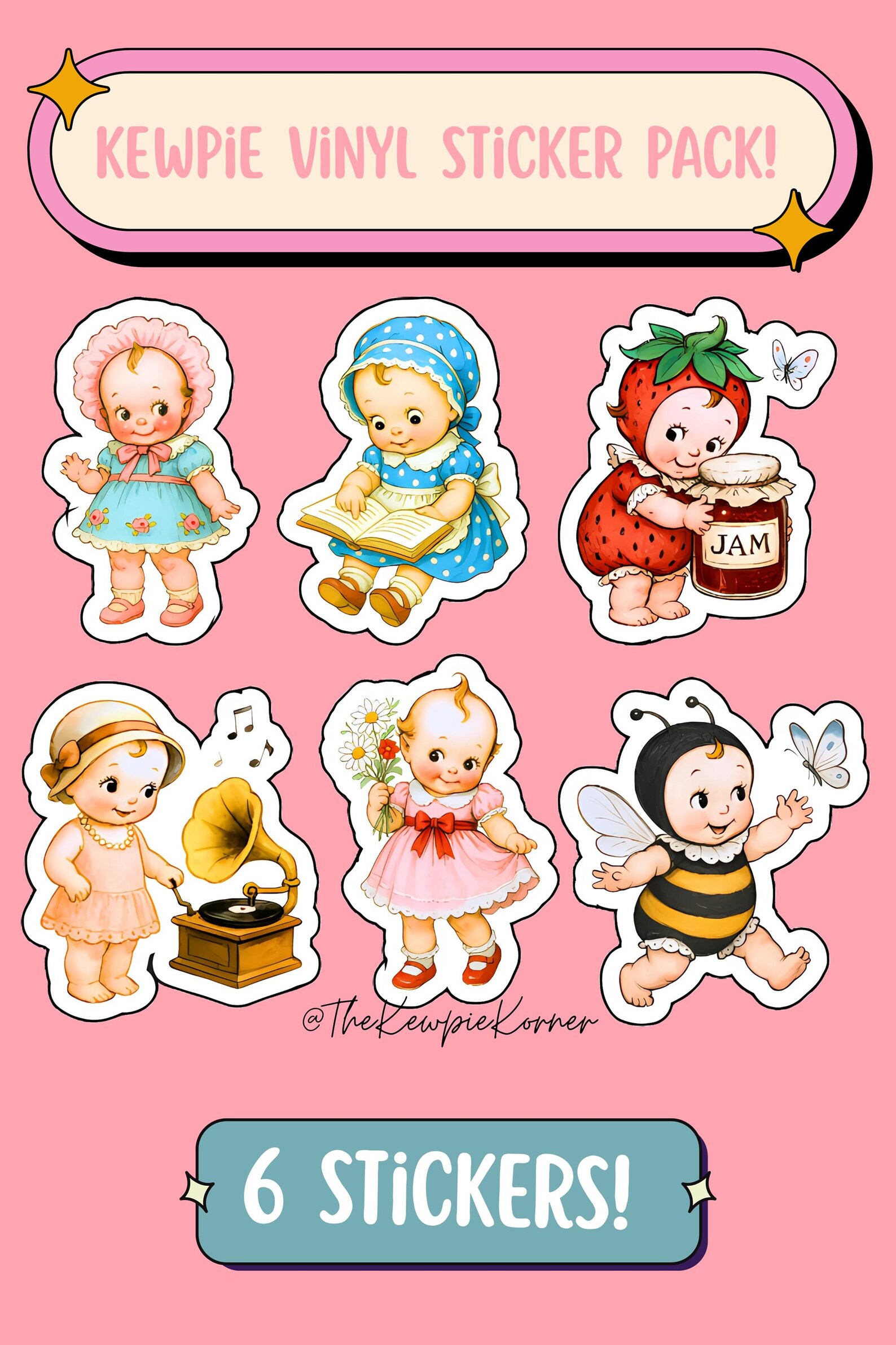 Kewpie Sticker Pack: Retro Baby Vinyl - Waterproof, Durable - Etsy