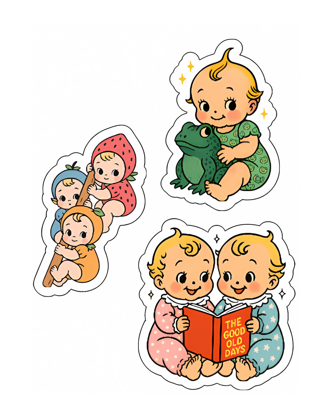 Kewpie Vinyl Sticker Set, 3 Pack, Cozy Cottagecore - Etsy