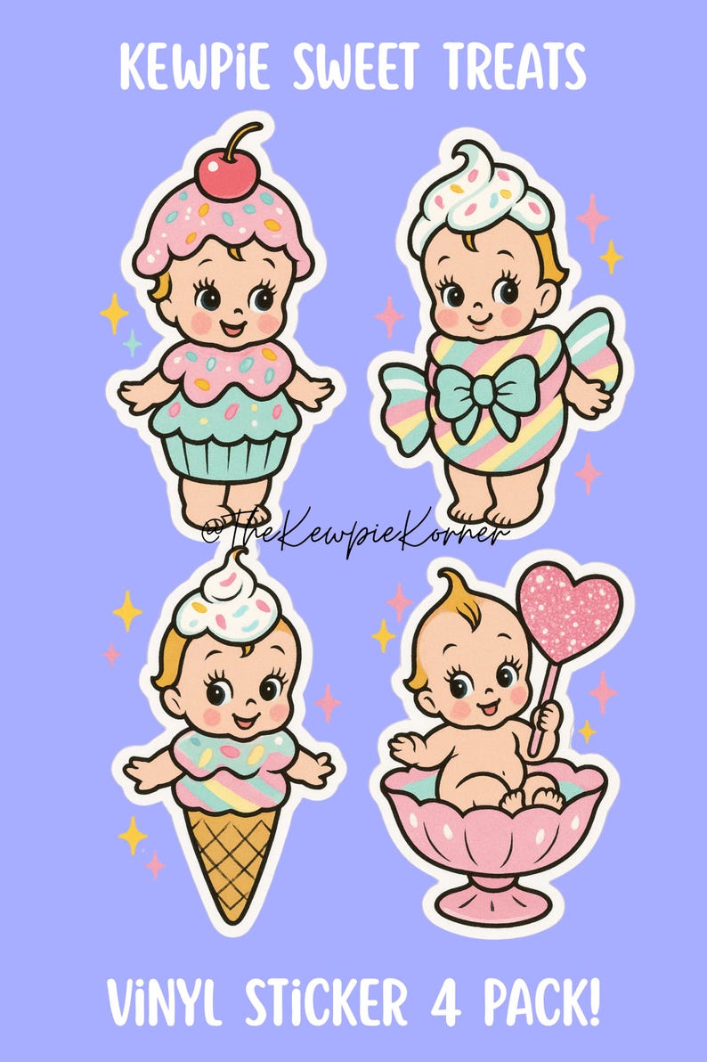 Kewpie Vinyl Sticker Pack- Coquette Cute, Kewpie Sweet Treats Sticker ...