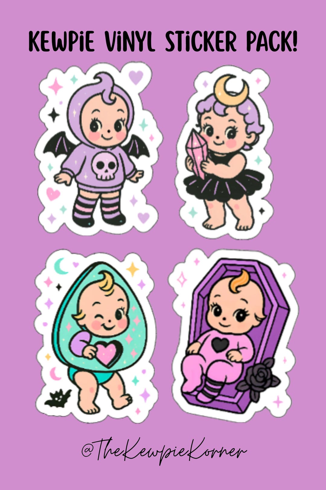Spooky Kewpie Sticker Pack- Vinyl Sticker Set (4 Pcs) - Etsy