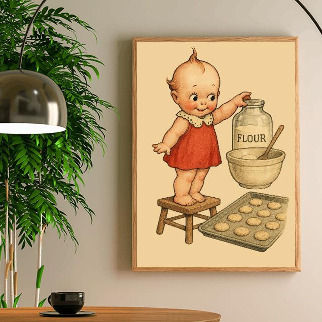 Retro Kewpie Baking Print, Pastel Kitsch Style (digital Download) - Etsy