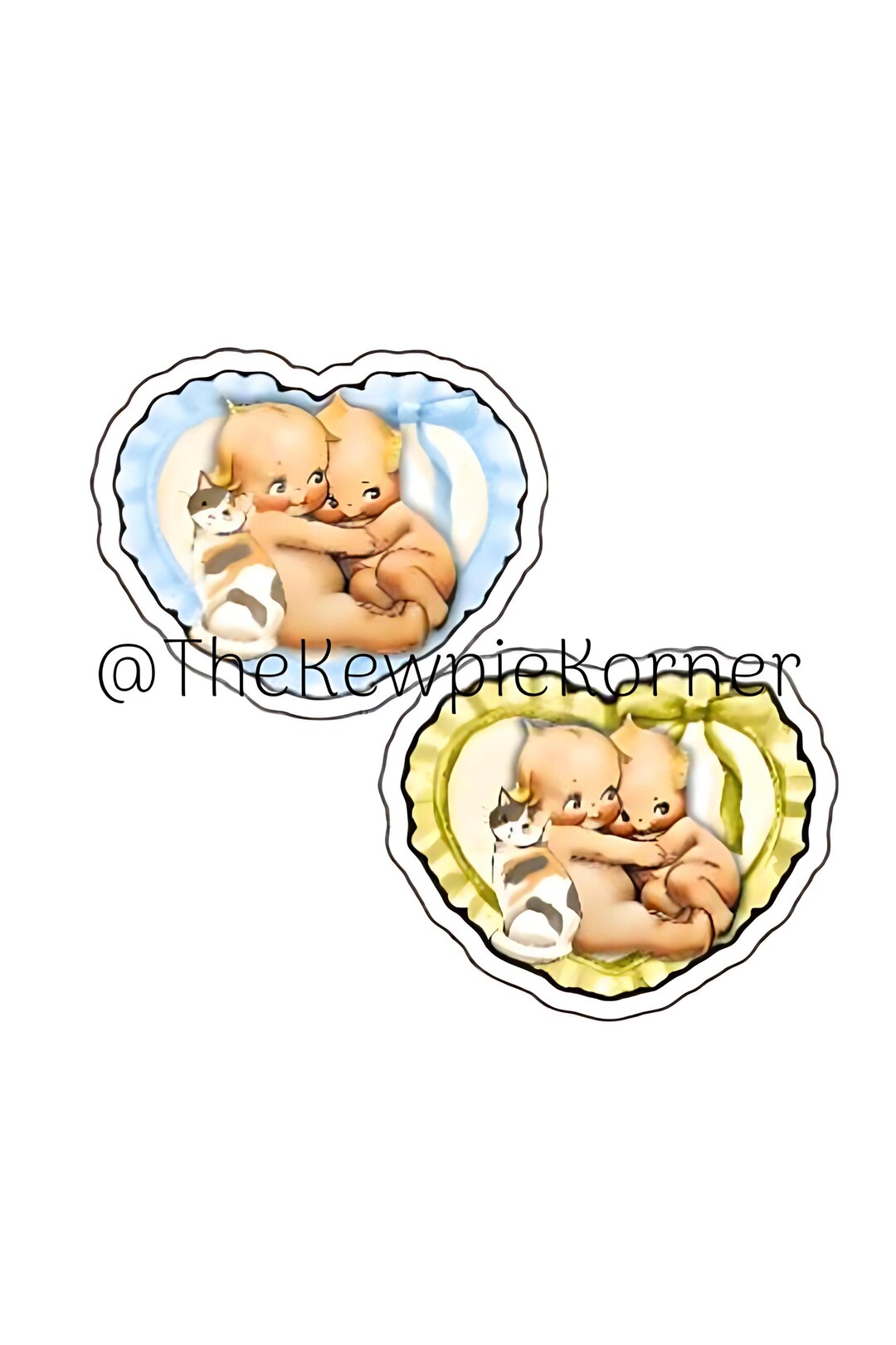 Cute Vintage Baby, Cat, Kewpie, Vinyl Sticker 2 Pack, Kewpie With Cat ...