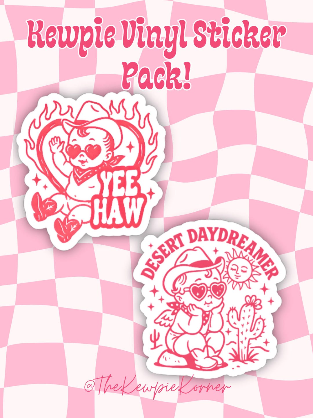 Kewpie Vinyl Sticker Pack: Pink Cowgirl, Western Glam, 2 Pcs - Etsy