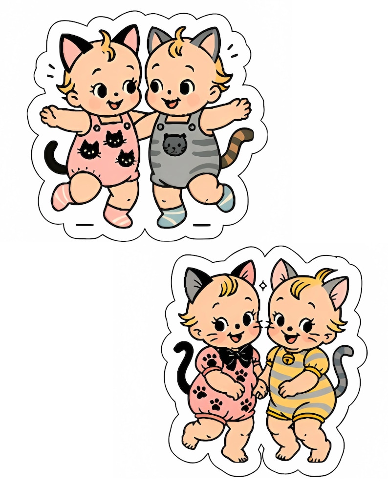 Kewpie Cat Vinyl Sticker Set, 2 Pack, Kawaii Cuties - Etsy