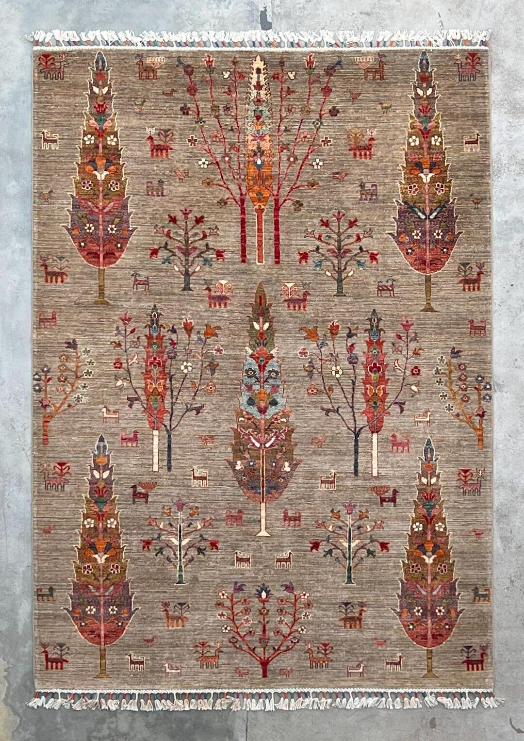 Tree of Life Wool Rug 5x7 Ft: Hand-knotted Tribal Boho Carpet - Etsy