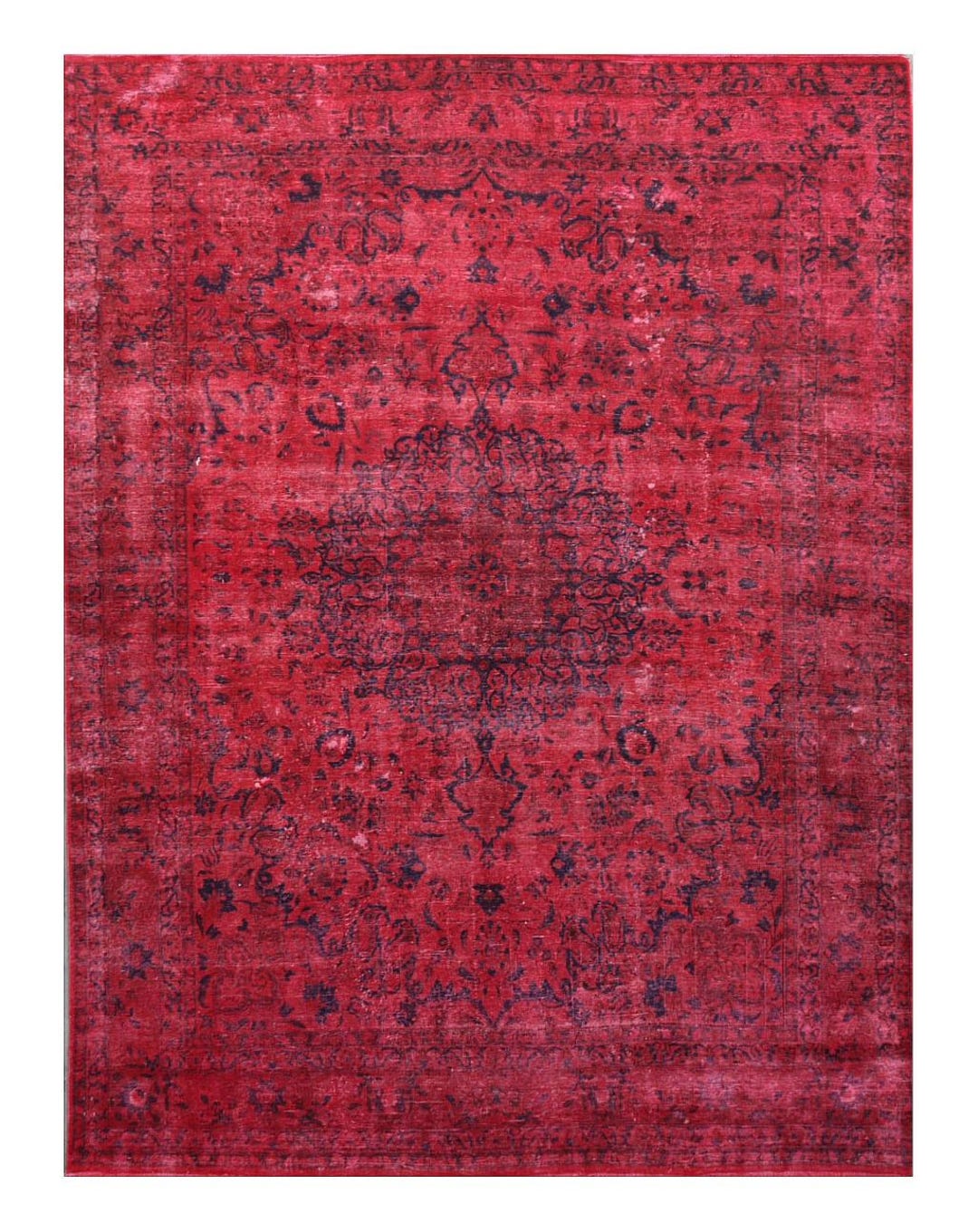 8x10 Overdyed Red Wool Rug: Hand-knotted Distressed Oriental Carpet - Etsy
