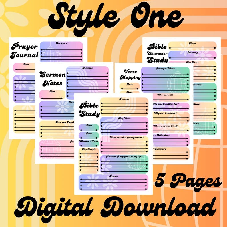 Bible Study Bundle, Colorful Bible Study, Groovy Journal, Colorful ...