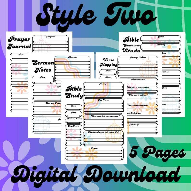 Bible Study Bundle, Colorful Bible Study, Groovy Journal, Colorful ...