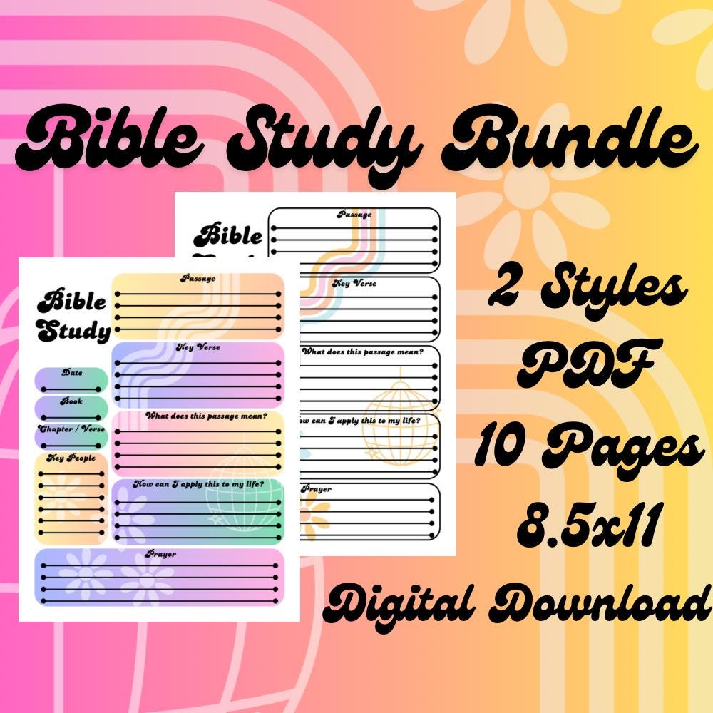Bible Study Bundle, Colorful Bible Study, Groovy Journal, Colorful ...