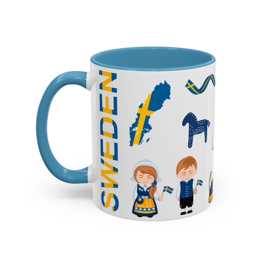 Sweden Souvenir Coffee Mug, Swedish Flag Travel Cup, Scandinavian ...