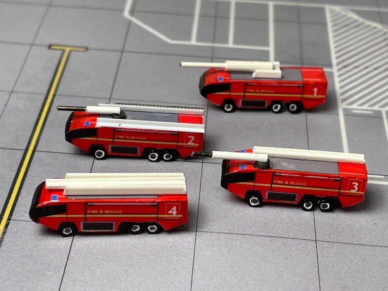 Scale Miniature Airport Fire Engine Trucks at 1/400 Scale - Etsy