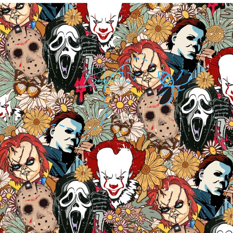 Floral Horror 20 Oz Tumbler Wrap PNG Download - Etsy