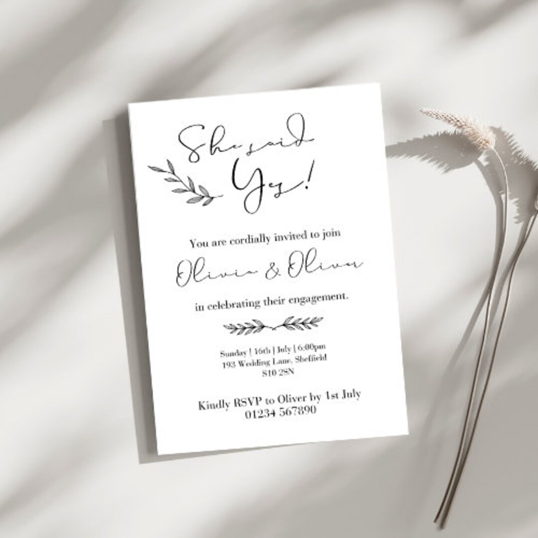 She Said Yes Engagement Party Invitation Customisable Template - Etsy