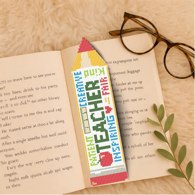 Cross Stitch Bookmark Pattern PDF | A Teacher Is… | Pencil | Teacher ...