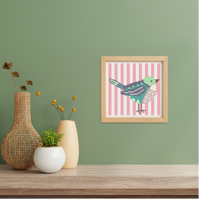 Teal Bird Cross Stitch Bookmark Pattern PDF| Colorful Bird | Nature ...