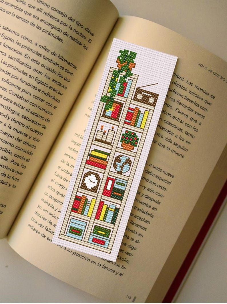 Cross Stitch Bookmark Pattern PDF | Bookshelf Design | Cozy Reading ...