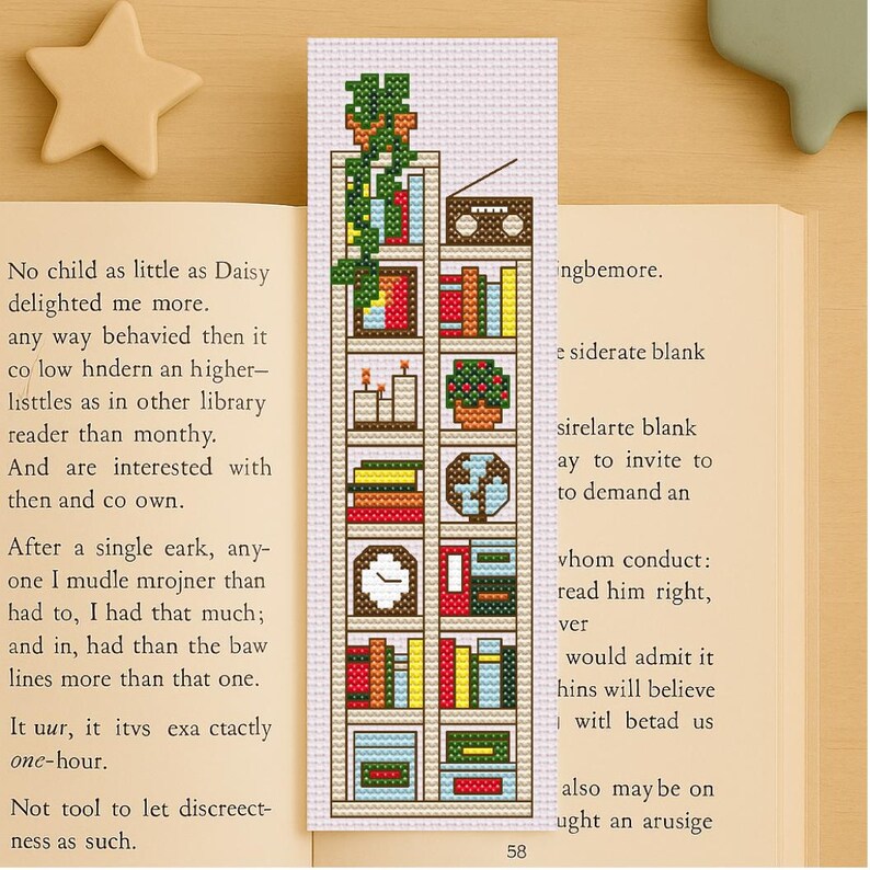 Cross Stitch Bookmark Pattern PDF | Bookshelf Design | Cozy Reading ...