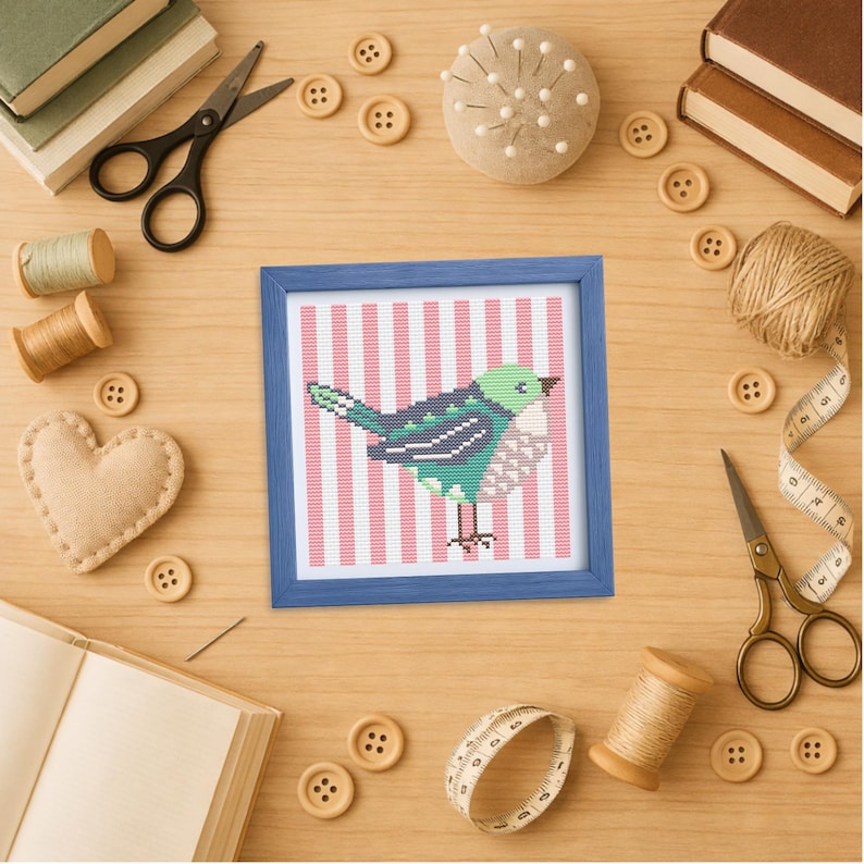Teal Bird Cross Stitch Bookmark Pattern PDF| Colorful Bird | Nature ...