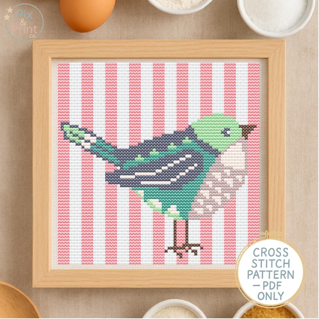 Teal Bird Cross Stitch Bookmark Pattern PDF| Colorful Bird | Nature ...